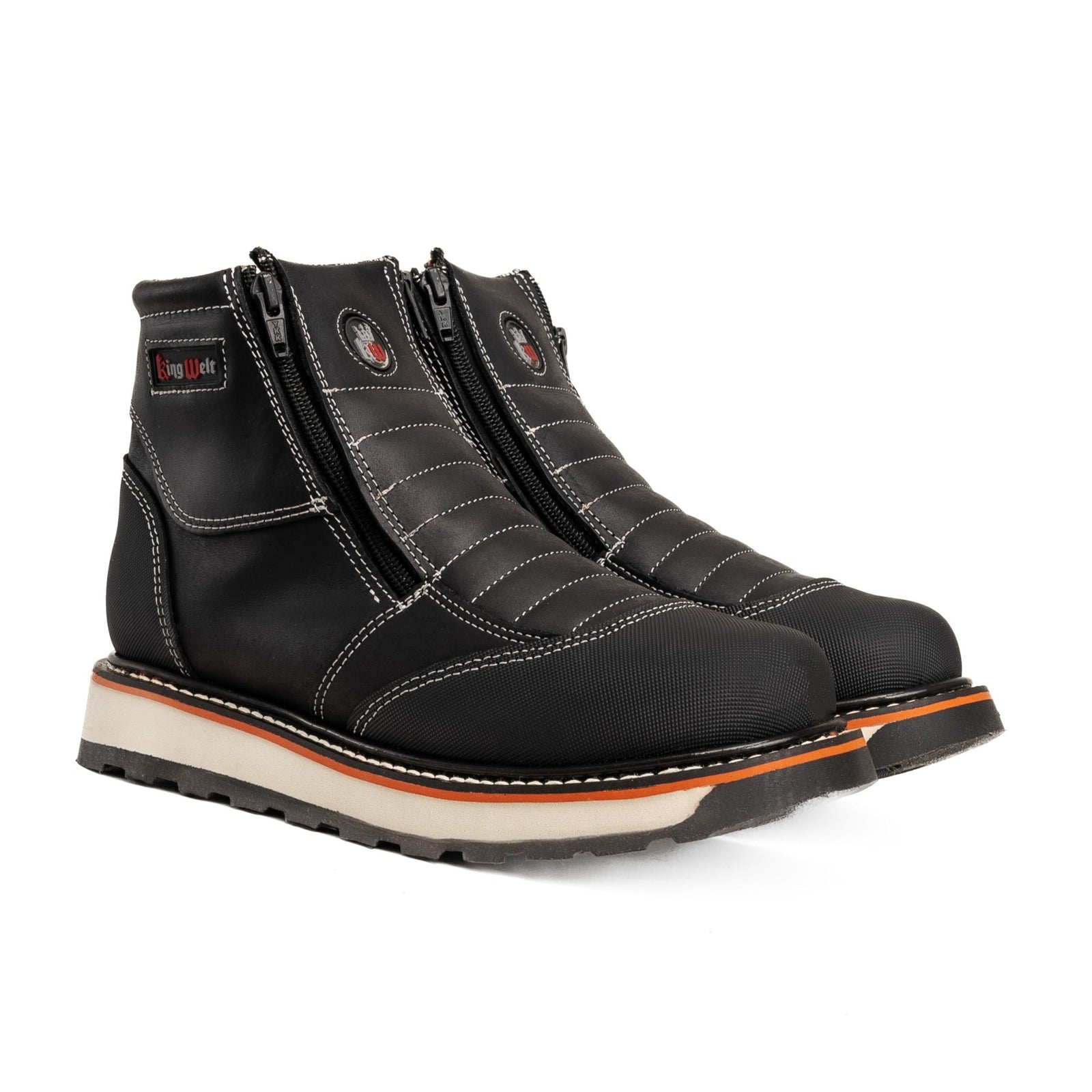 Ultra Flex 6" Black Double Zipper, Work Boots Soft Toe, Full-Grain Lea ...