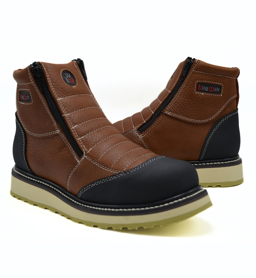 Ultra Flex 6" Zipper Double Density Work Boots Honey/Black – King Welt